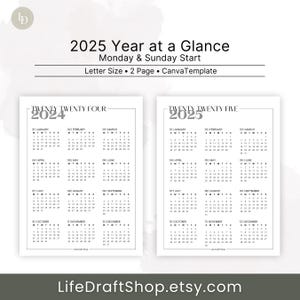 2025 Minimalist Year at a Glance, Dated Calendar Full-year Overview ...