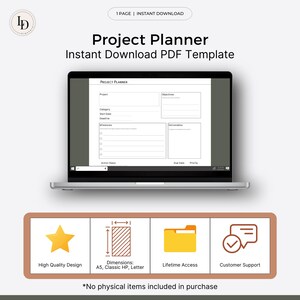 Project Plan, Digital Planner Insert (printable PDF Template) - Etsy