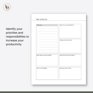 Not to Do List, Planner Insert (printable PDF Template) - Etsy