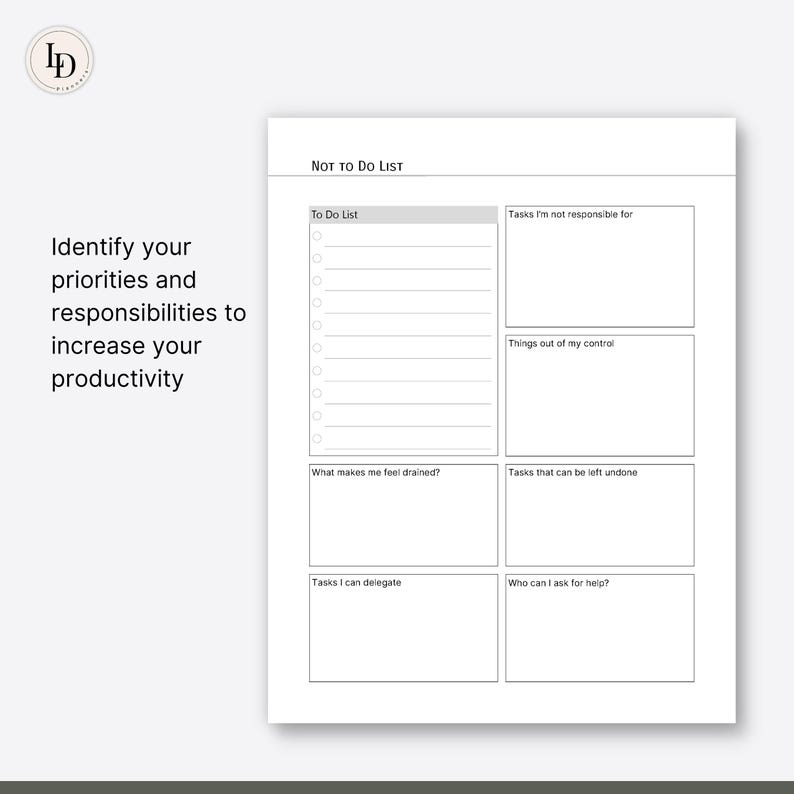 Not to Do List, Planner Insert (printable PDF Template) - Etsy
