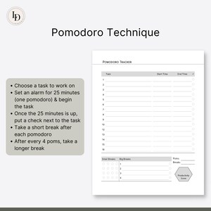 Pomodoro Tracker, Time Management Planner Insert (printable PDF ...