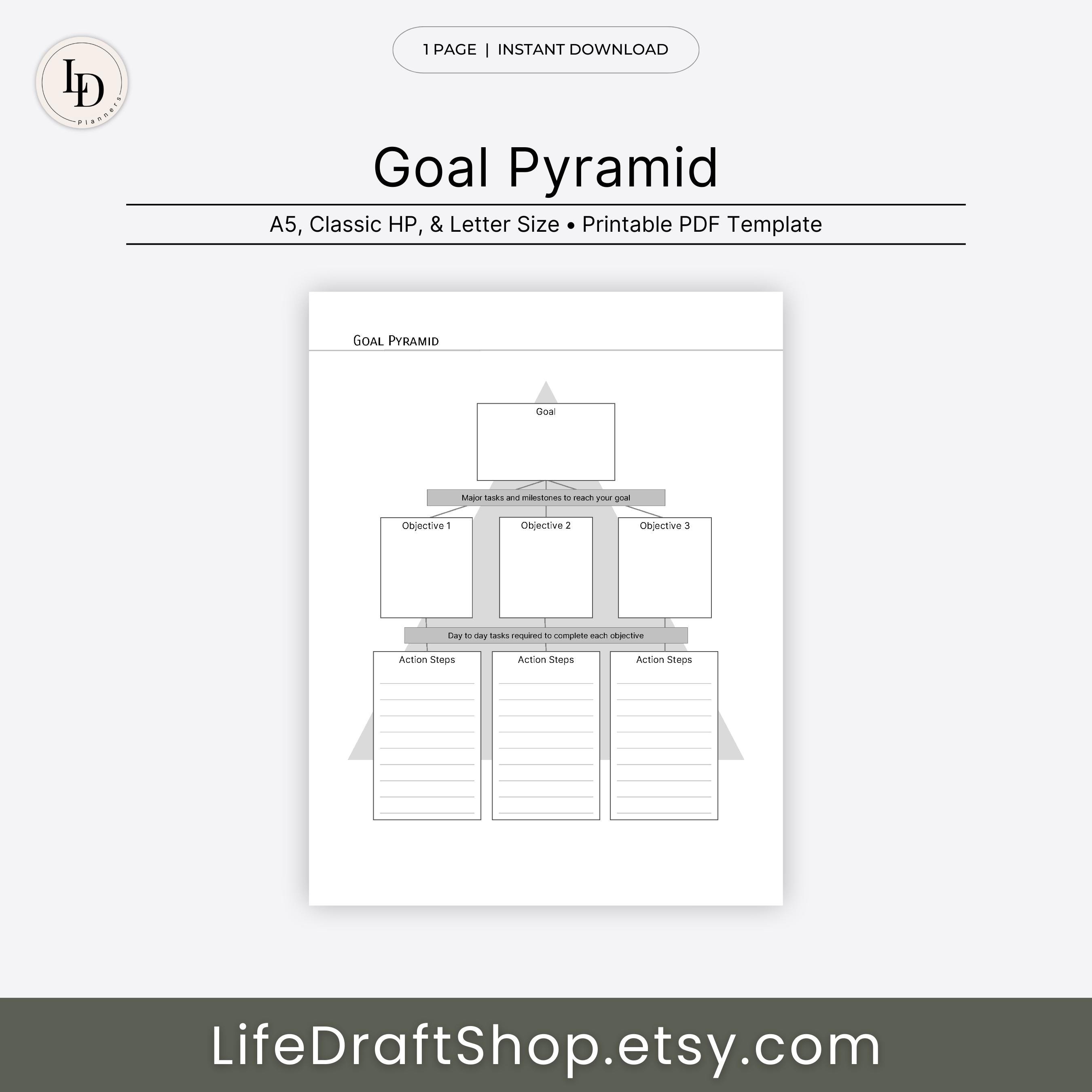 Goal Pyramid, Digital Planner Insert (printable PDF Template) - Etsy