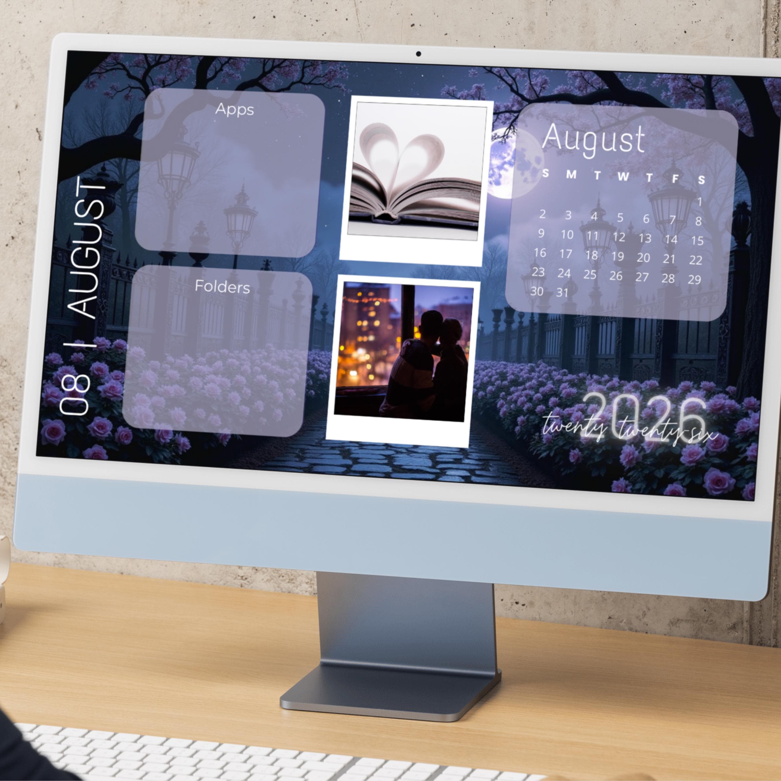 Whimsical Goth Desktop Wallpaper Organizer, 2026 Calendar (customizable ...