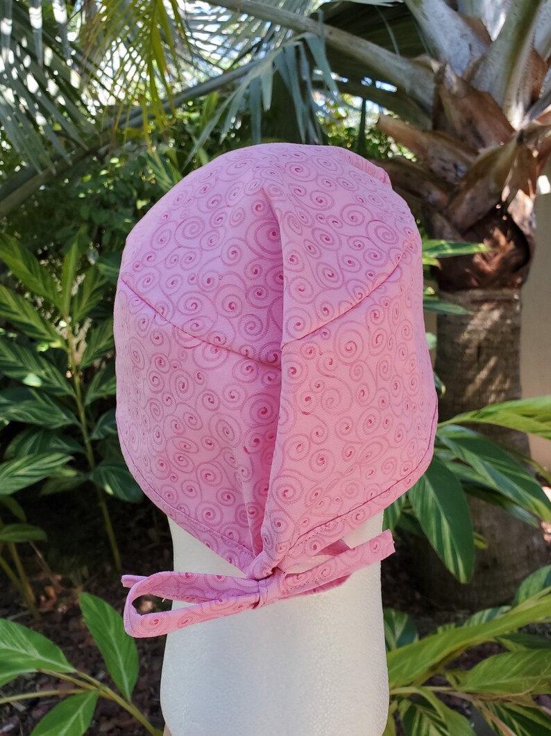 Pink Pattern Surgical Scrub Cap, Summer Pink Themed Scrub Caps, Tieback ...