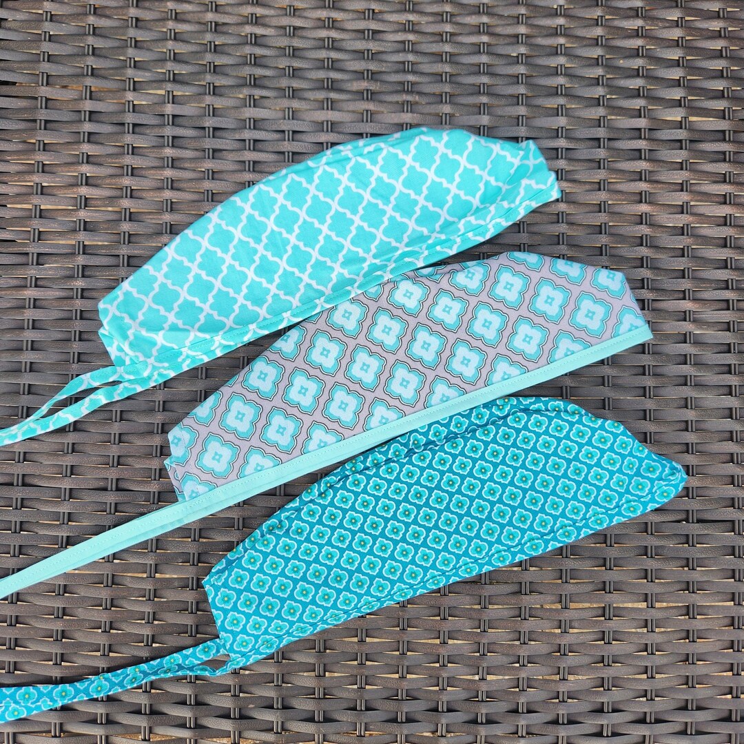 Turquoise Pattern Surgical Scrub Cap, Aqua Blue Print Scrub Cap, Summer ...