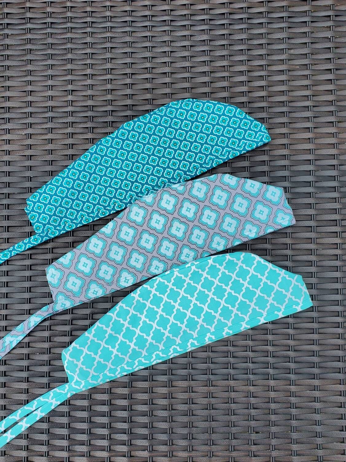 Turquoise Pattern Surgical Scrub Cap, Aqua Blue Print Scrub Cap, Summer ...