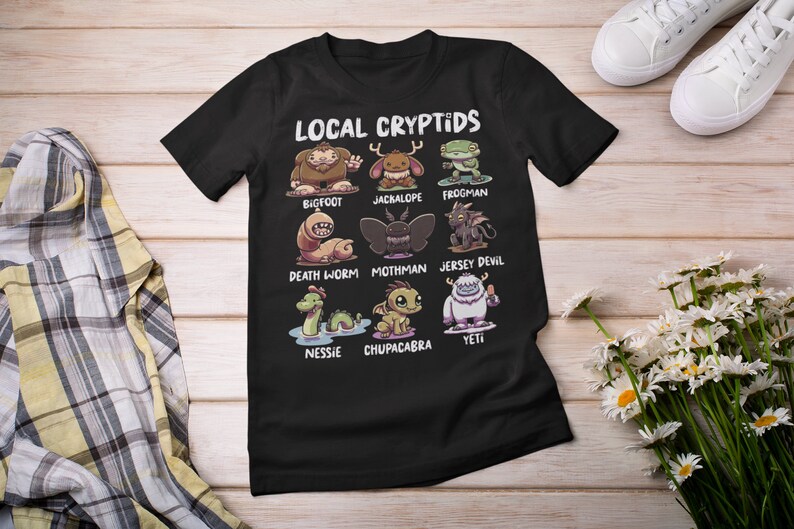 Local Cryptids T-shirt Bigfoot Mothman Funny Cryptid Graphic Unique Mythical Creature Shirt ...
