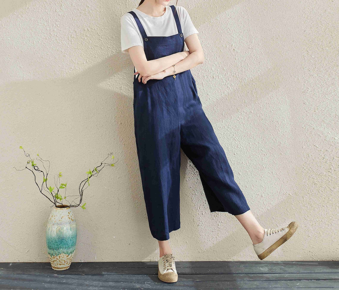 Women Casual Linen Jumpsuits Linen Overalls Overalls Women - Etsy