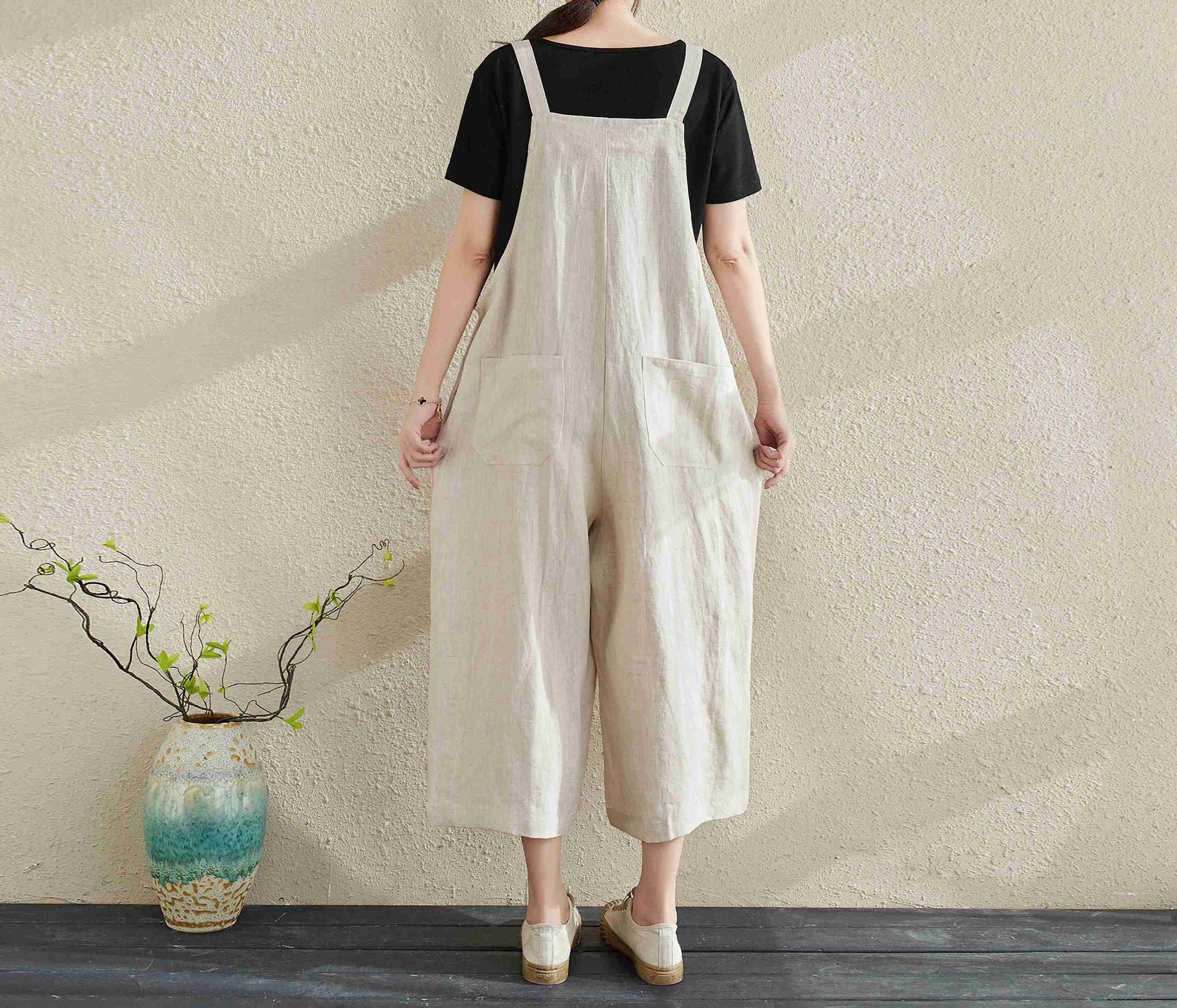 Women Casual Linen Jumpsuits, Linen Overalls, Overalls Women, Plus Size ...