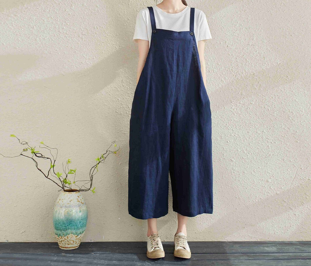 Women Casual Linen Jumpsuits, Linen Overalls, Overalls Women, Plus Size ...