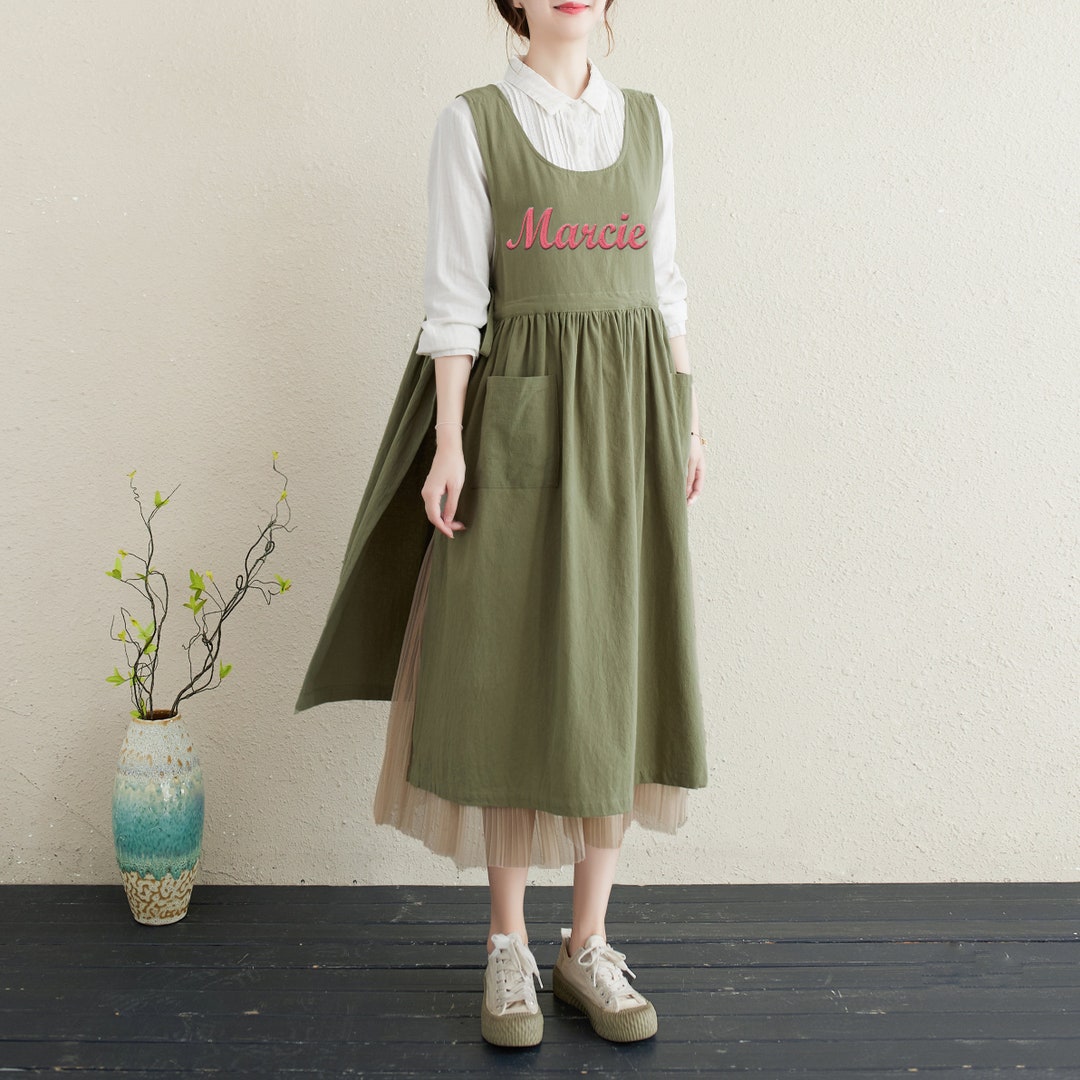 Handmade Linen Women's Apron With Pocket Kitchen Aprons Dress for Women ...