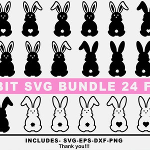 Rabbit Svg Bundle, Bunny Svg Bundle, Easter Bunny Svg, Easter Svg ...