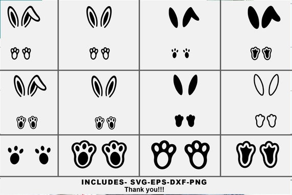 Bunny svg bundel Bunny voeten oor svg bundel paashaas svg - Etsy België