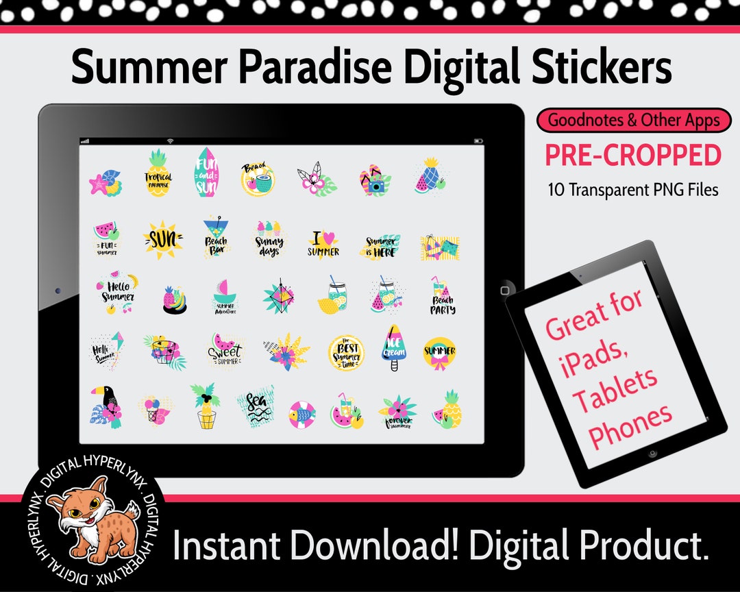 Summer Paradise Pre-cropped Digital Planner Sticker Pack - Etsy