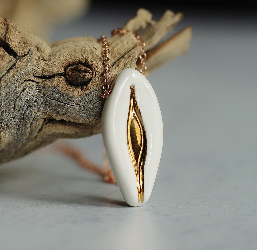 White Yoni Necklace | Handmade Jewelry by Token Moment - Etsy