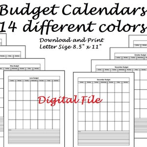 Budget Calendars, Color Budget Calendars, Download PDF Files, Budget ...