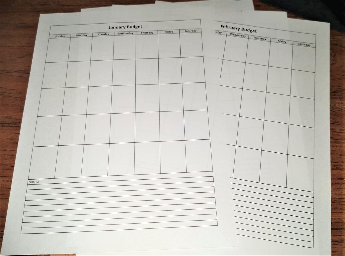 Budget Calendars Color Budget Calendars Download PDF Files - Etsy