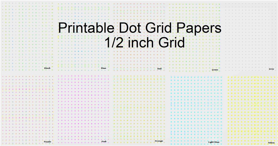 1/2 Inch Dot Grid Printable Color Dot Grid Pages Download - Etsy