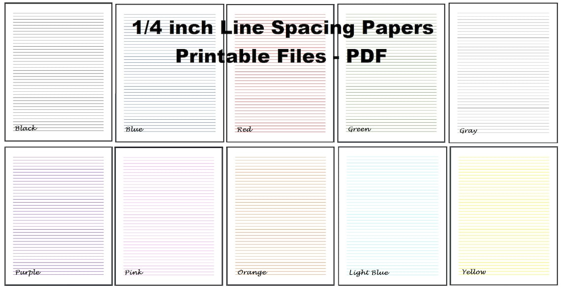 1/4 Inch Lined Paper Printable, Color Lined Pages, Download PDF Files ...