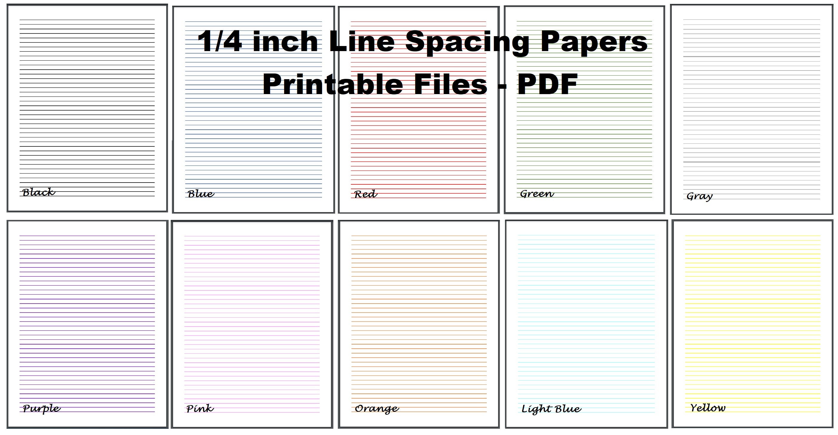 1/4 Inch Lined Paper Printable, Color Lined Pages, Download PDF Files ...