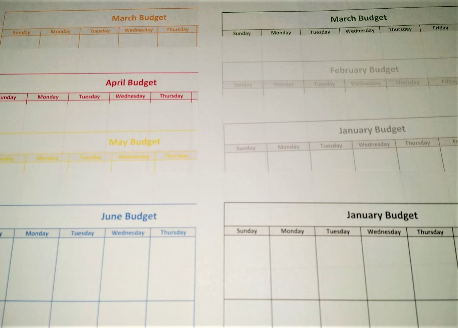 Budget Calendars Color Budget Calendars Download PDF Files - Etsy