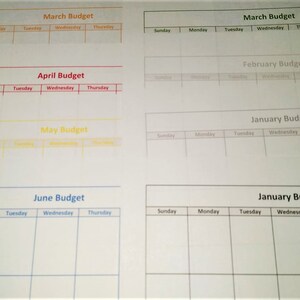 Budget Calendars, Color Budget Calendars, Download PDF Files, Budget ...
