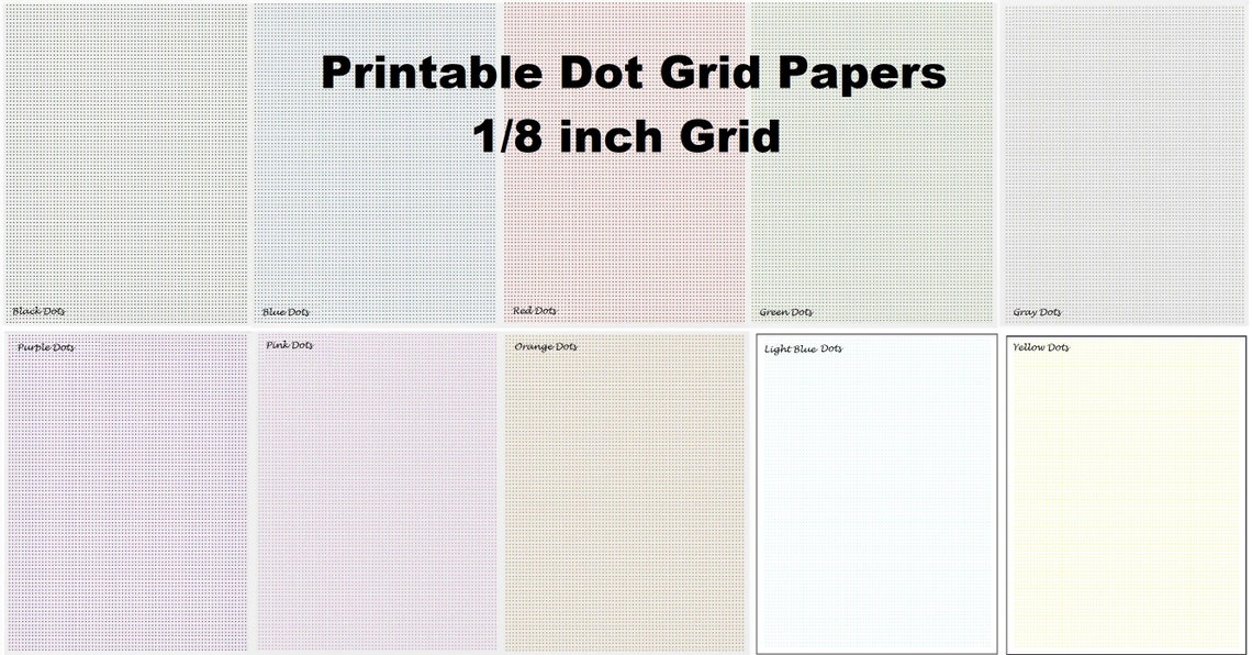 1/8 Inch Dot Grid Printable Color Dot Grid Pages Download - Etsy