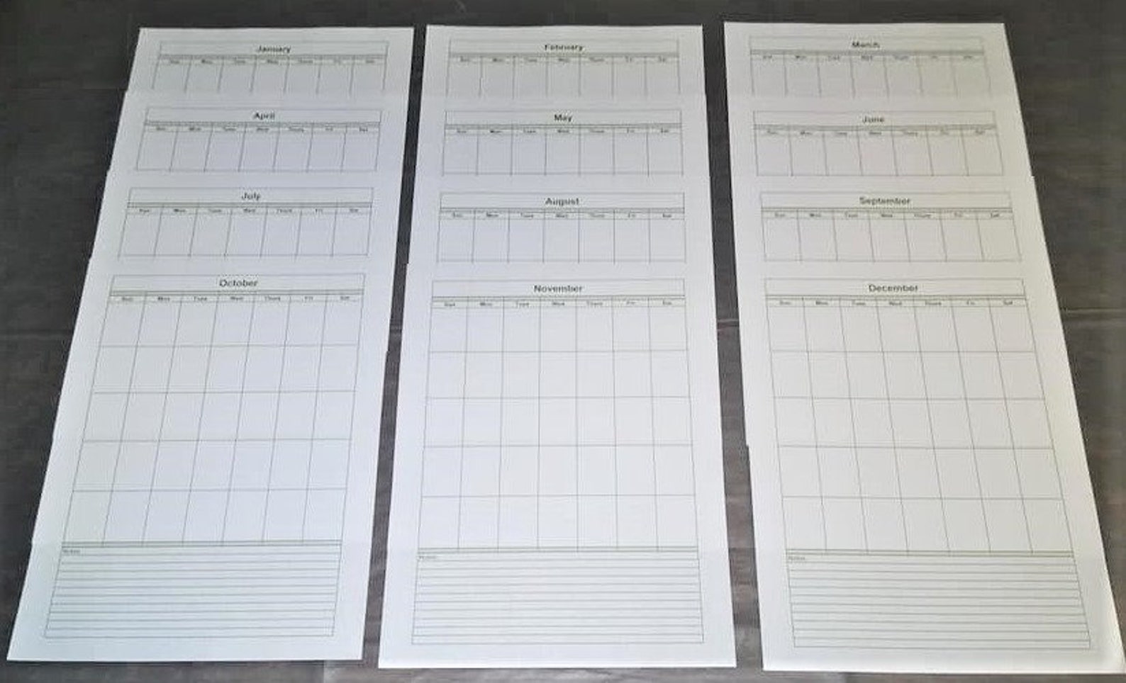 12 Month Calendar, Colored Calendars, Download PDF Files, Printable ...