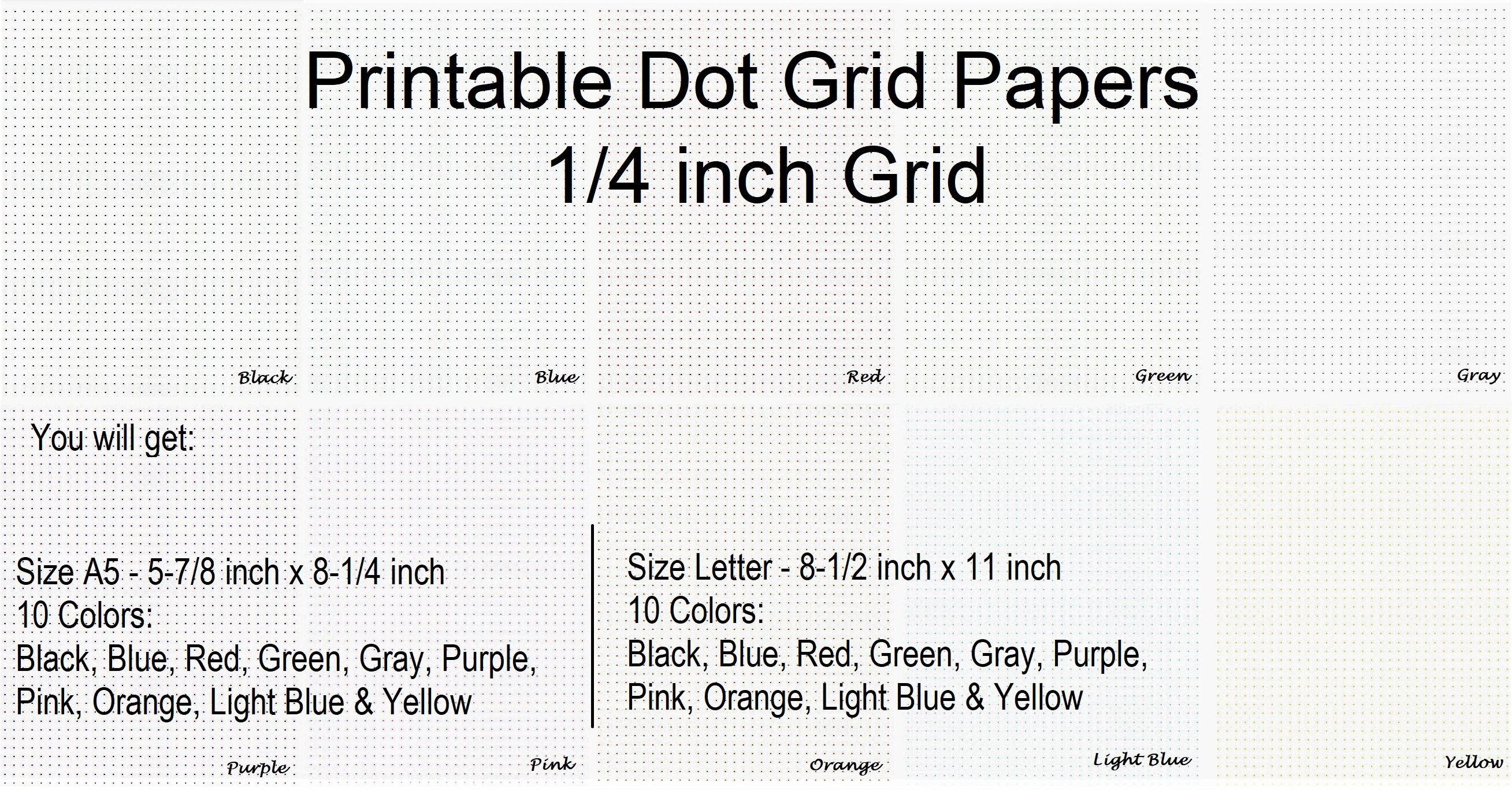 1/4 Inch Dot Grid Printable, Color Dot Grid Pages, Download PDF Files ...