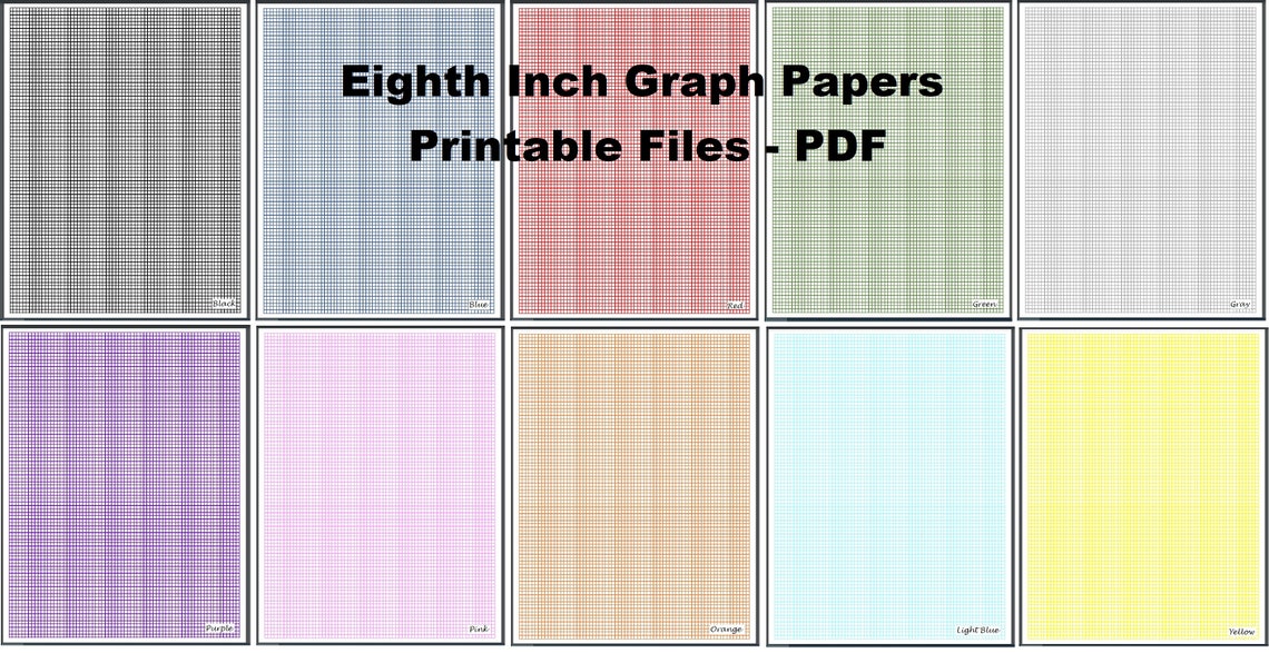 1/8 Inch Graph Paper Printable Color Graph Pages Download - Etsy