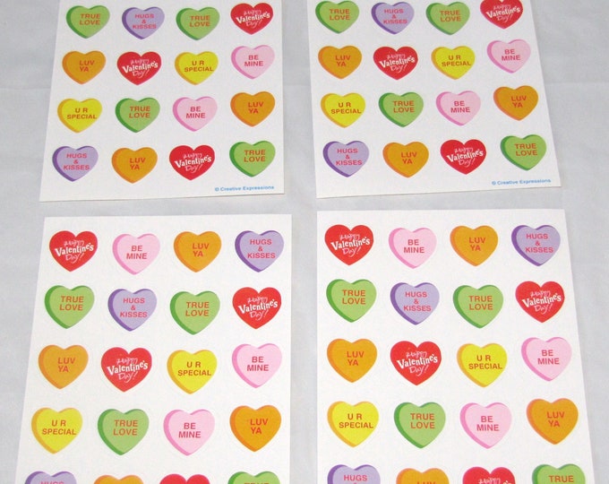 Conversation Heart Valentine Stickers 044005-1, 4 SHEETS/PK - Etsy