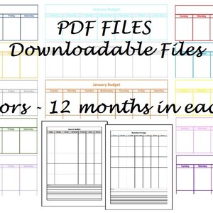 Budget Calendars, Color Budget Calendars, Download PDF Files, Budget ...