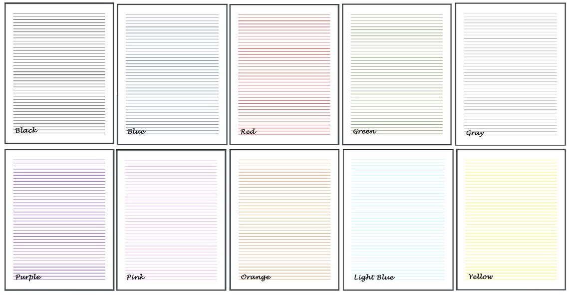 1/4 Inch Lined Paper Printable, Color Lined Pages, Download PDF Files ...