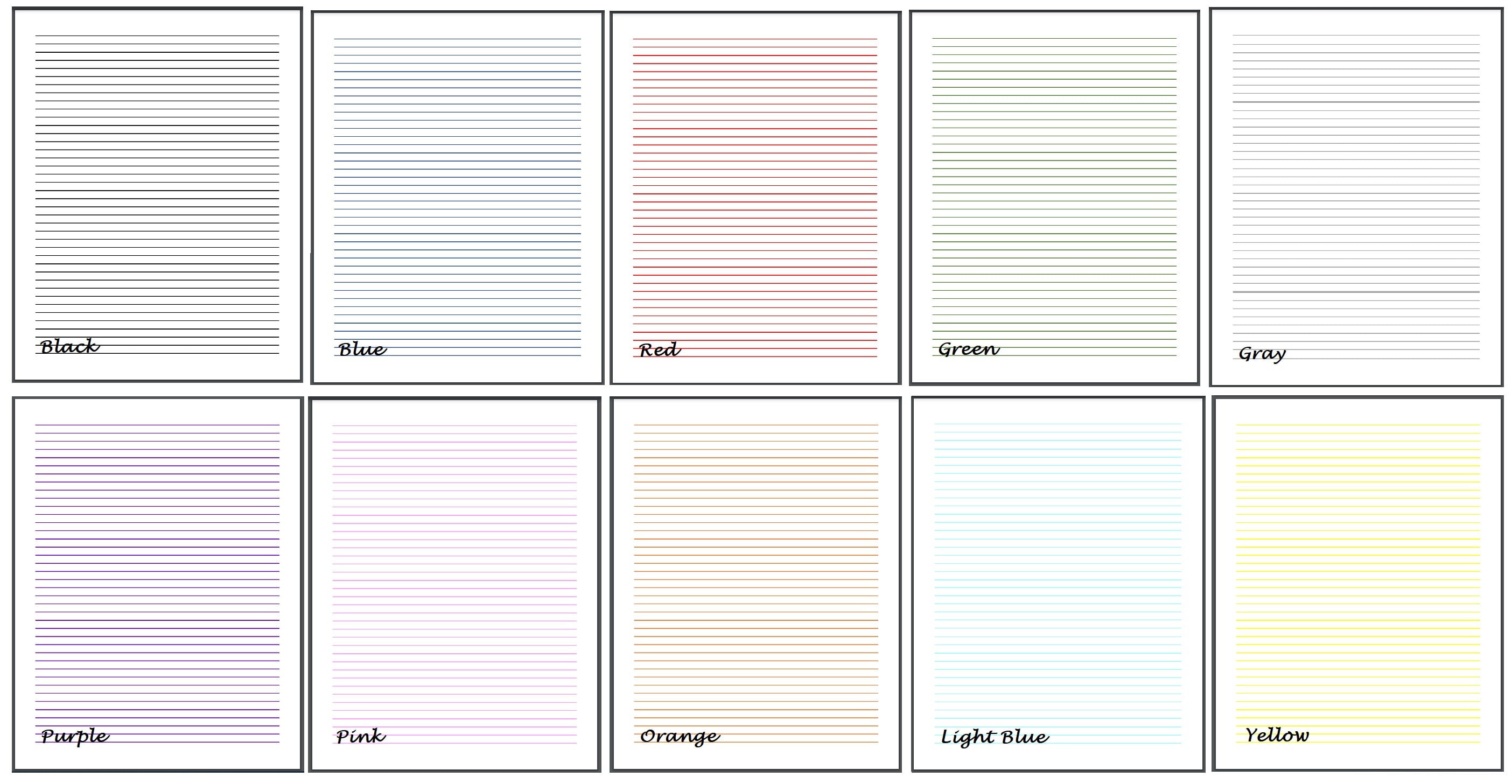 1/4 Inch Lined Paper Printable, Color Lined Pages, Download PDF Files ...