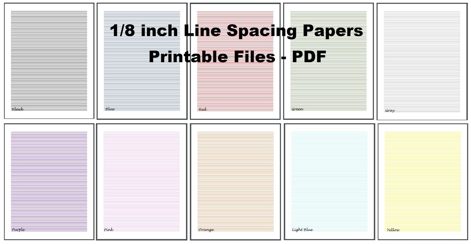 1/8 Inch Lined Paper Printable, Color Lined Pages, Download PDF Files ...