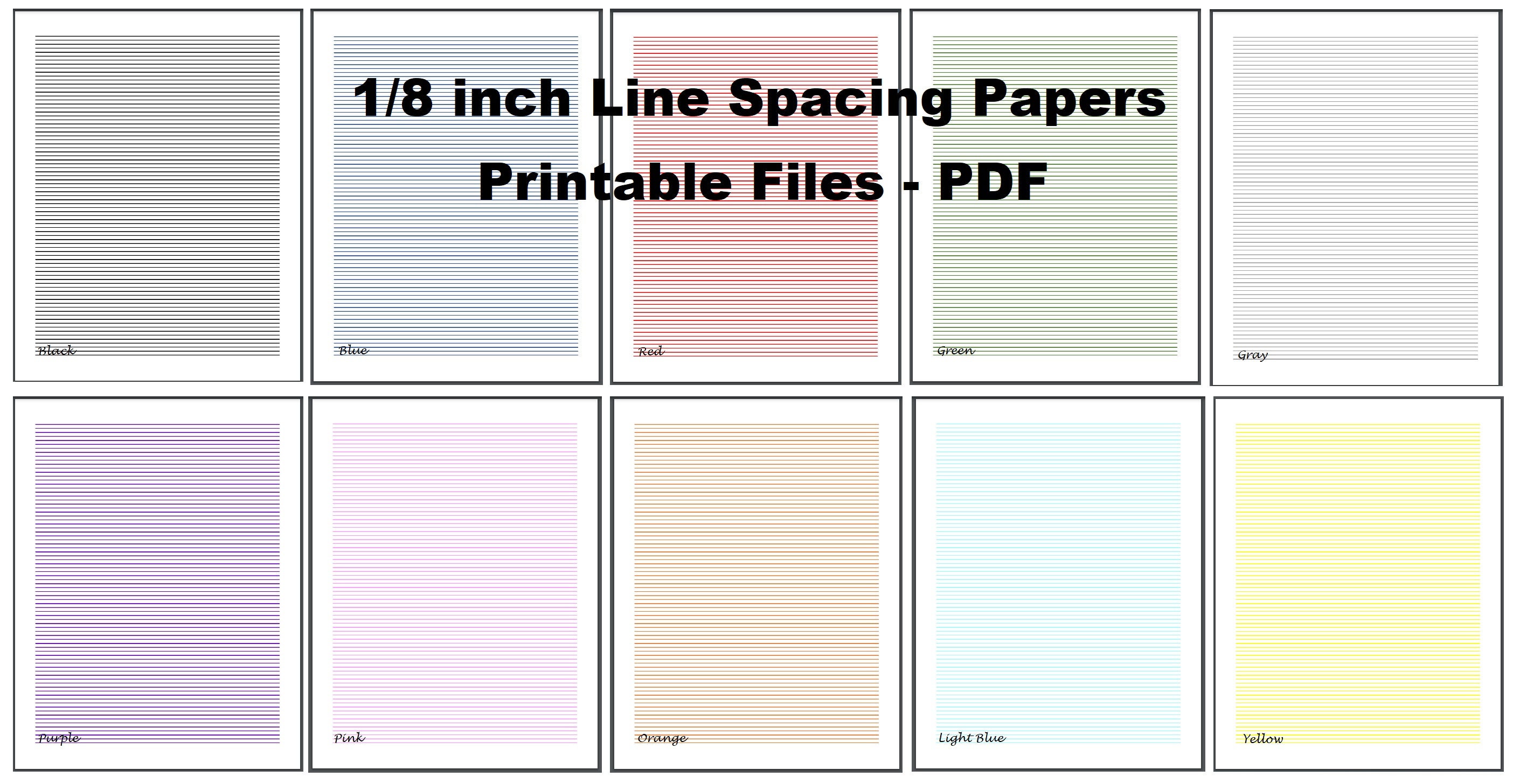 1/8 Inch Lined Paper Printable, Color Lined Pages, Download PDF Files ...