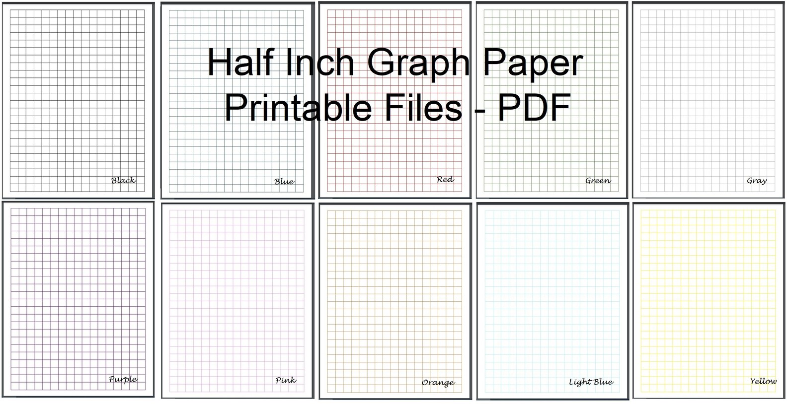 1/2 Inch Graph Paper Printable, Color Graph Pages, Download PDF Files ...