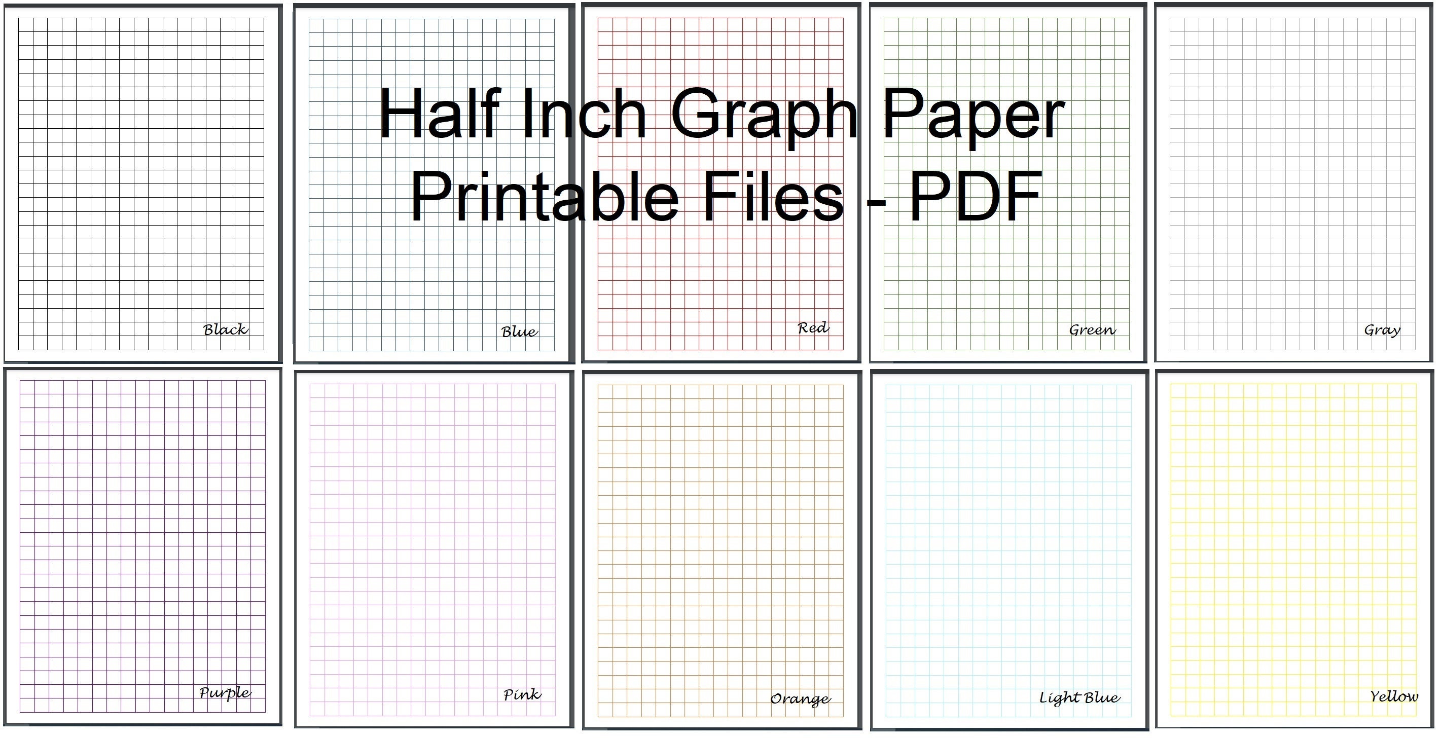 1/2 Inch Graph Paper Printable, Color Graph Pages, Download PDF Files ...