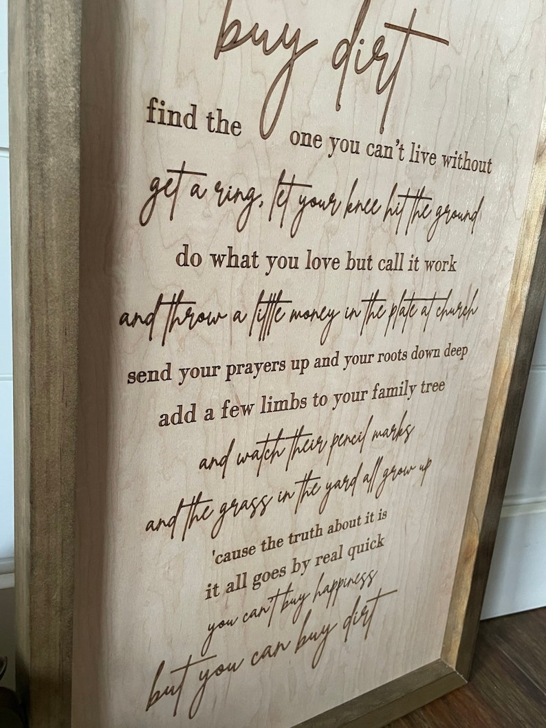 Buy Dirt Sign Farmhouse Sign Wall Decor Lyric Wooden Sign - Etsy