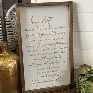 Buy Dirt Sign, Farmhouse Sign, Wall Decor, Lyric Wooden Sign, Buy Dirt ...