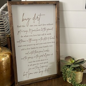 Buy Dirt Sign, Farmhouse Sign, Wall Decor, Lyric Wooden Sign, Buy Dirt ...