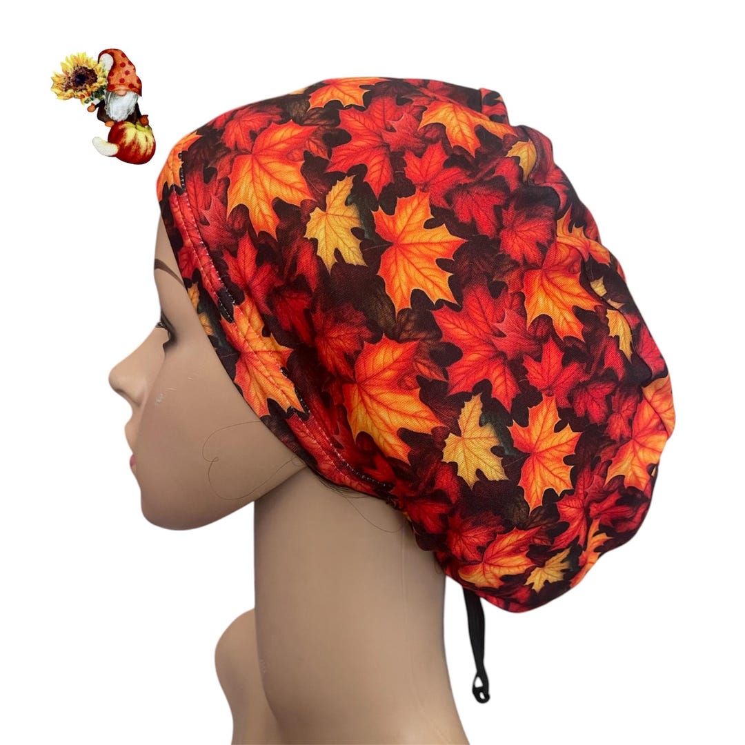 Fall Leaves Scrub Cap: Floral Soft Stretchy Adjustable Nurse Hat - Etsy
