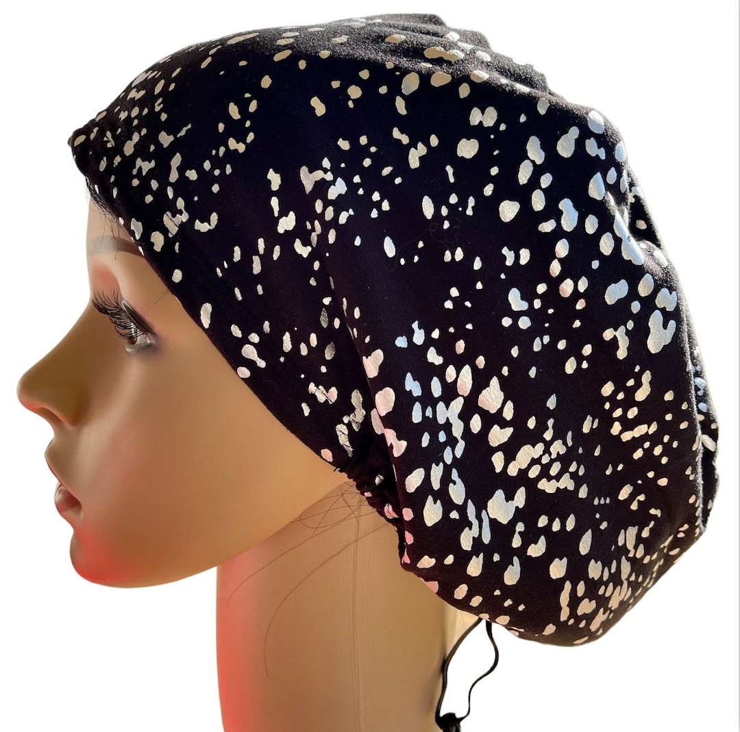 Black Silver Euro Style Scrub Cap/shiny Metallic Soft Stretchy Surgical ...