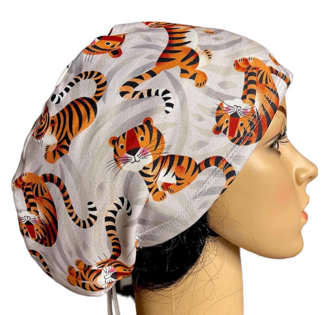 Tigers Print Surgical Scrub Cap: Adjustable Nurse Hat, Vet Cap - Etsy