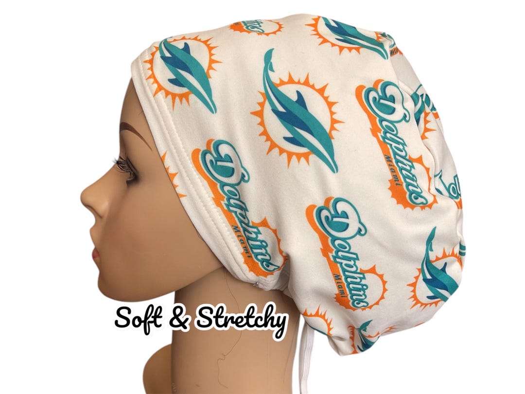 Miami Dolphins Scrub Cap: Soft Stretchy Euro Style, Satin Lined Option ...