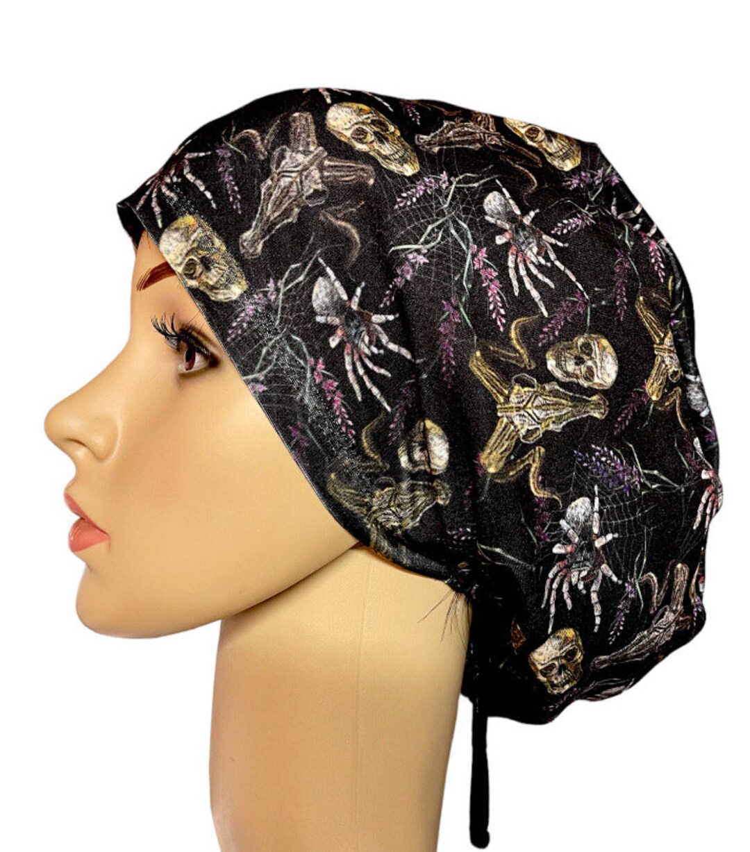 Halloween Skull Floral Scrub Cap: Soft Stretchy Nurse Hat - Etsy