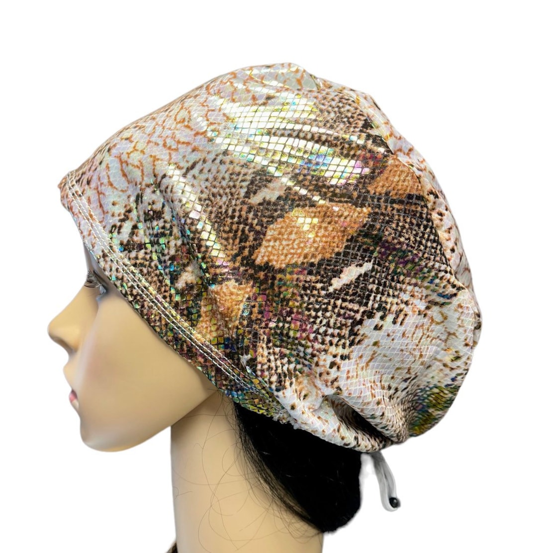Hologram Foil Snake Design Scrub Cap/stretchy Spandex Surgical Hat ...
