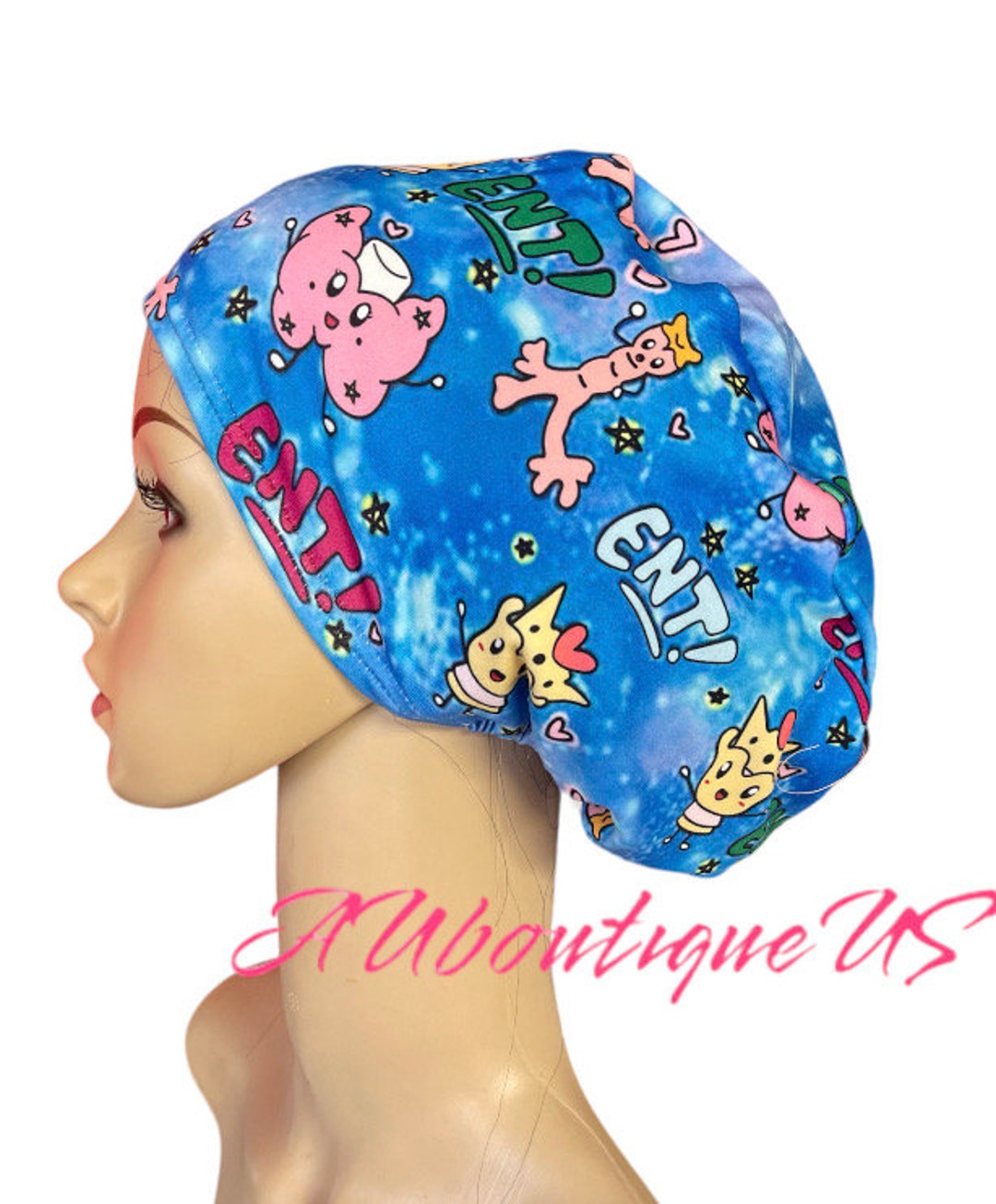 ENT Blue Print Scrub Cap: Soft Stretchy Euro Style, Satin Lined Option ...