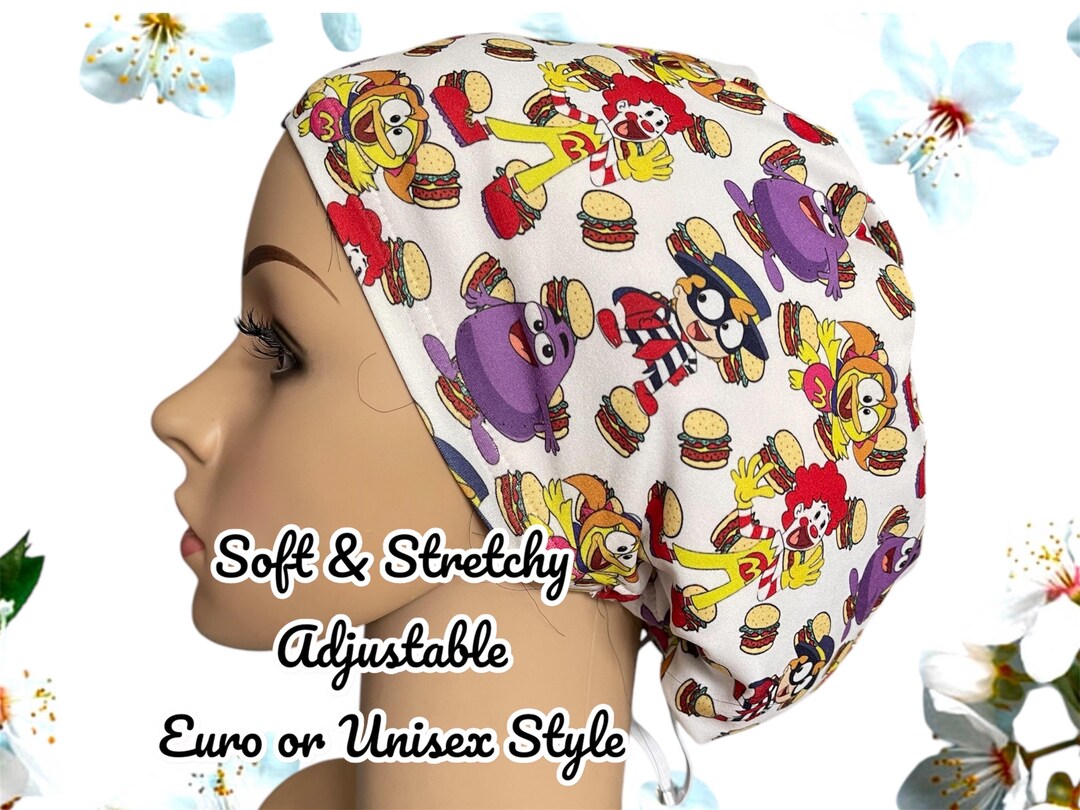 Funny Hamburger Soft & Stretchy Surgical Scrub Cap/euro/unisex/satin ...
