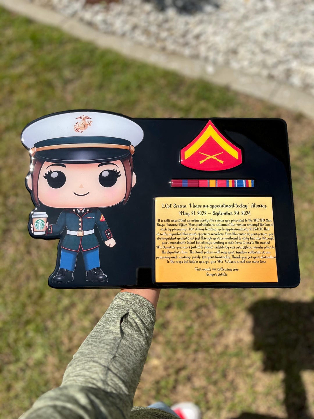 Custom USMC, Marine Corps, Military Plaque, Military USMC Chevron ...